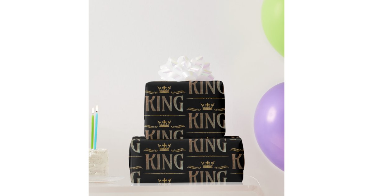 KING Royalty Lettering Crown Father's Day Love Wrapping Paper | Zazzle