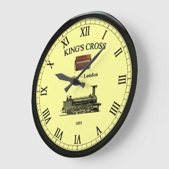 King’s Cross Station~London England~Upright Piano~ Large Clock | Zazzle