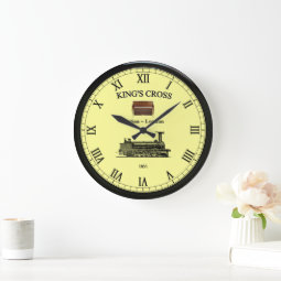 King’s Cross Station~London England~Upright Piano~ Large Clock | Zazzle