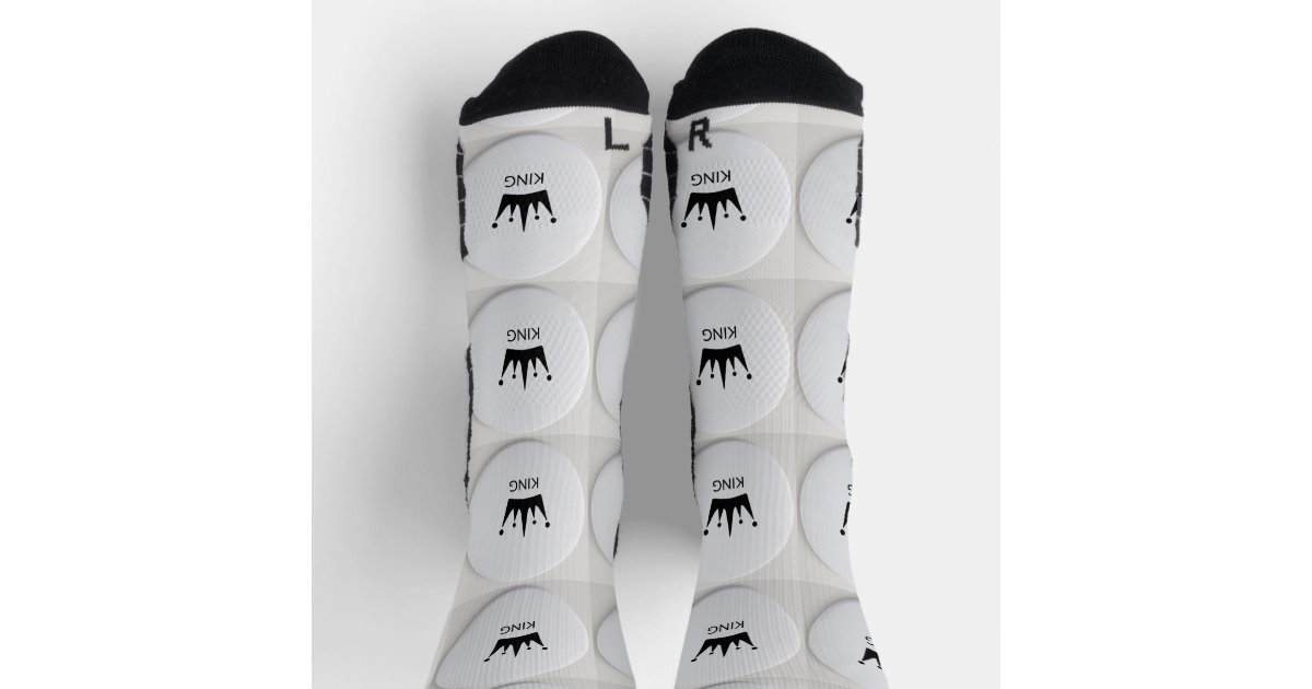 King Text Circular Badge Image Printed Stylish Socks | Zazzle