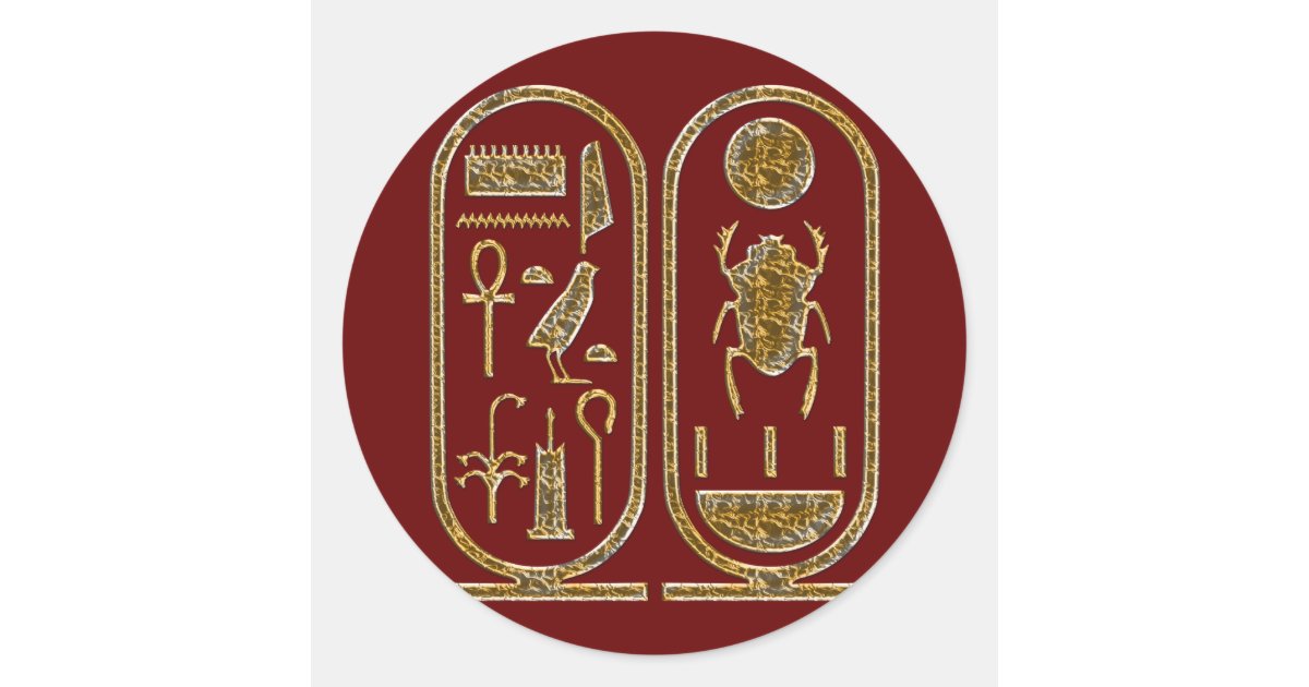 King Tut Hieroglyphics Classic Round Sticker | Zazzle