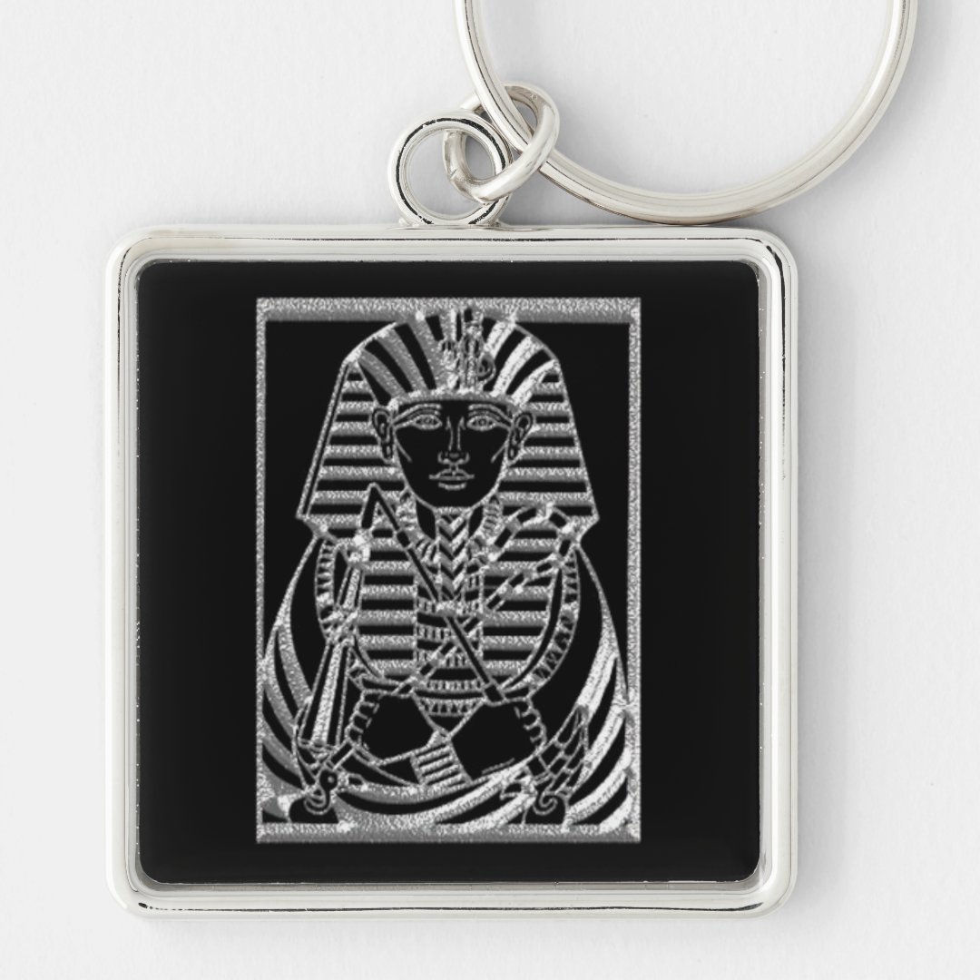 King Tut Silver Egyptian Key Chain | Zazzle