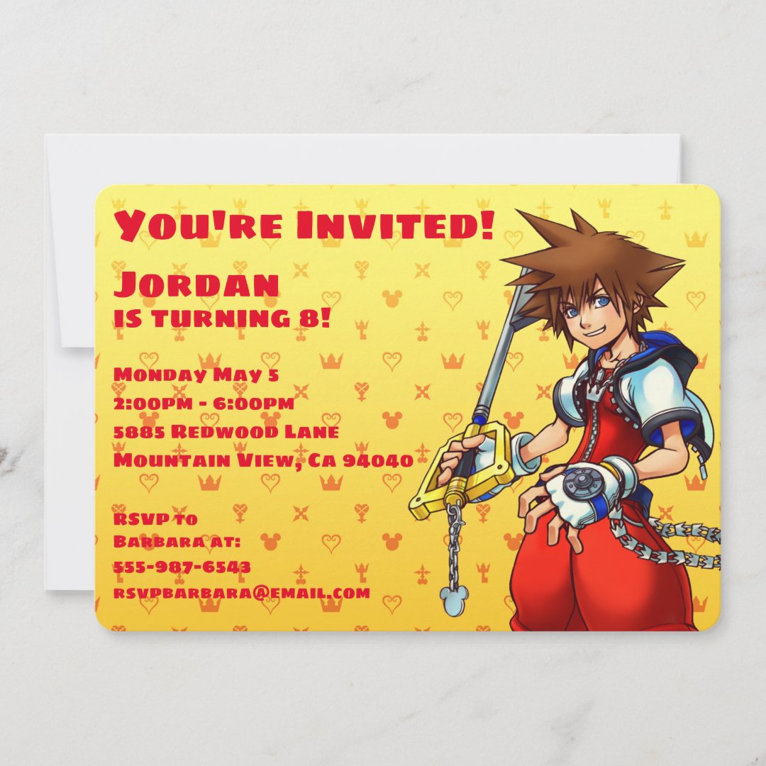 Kingdom Hearts | Sora Character Illustration Invitation | Zazzle