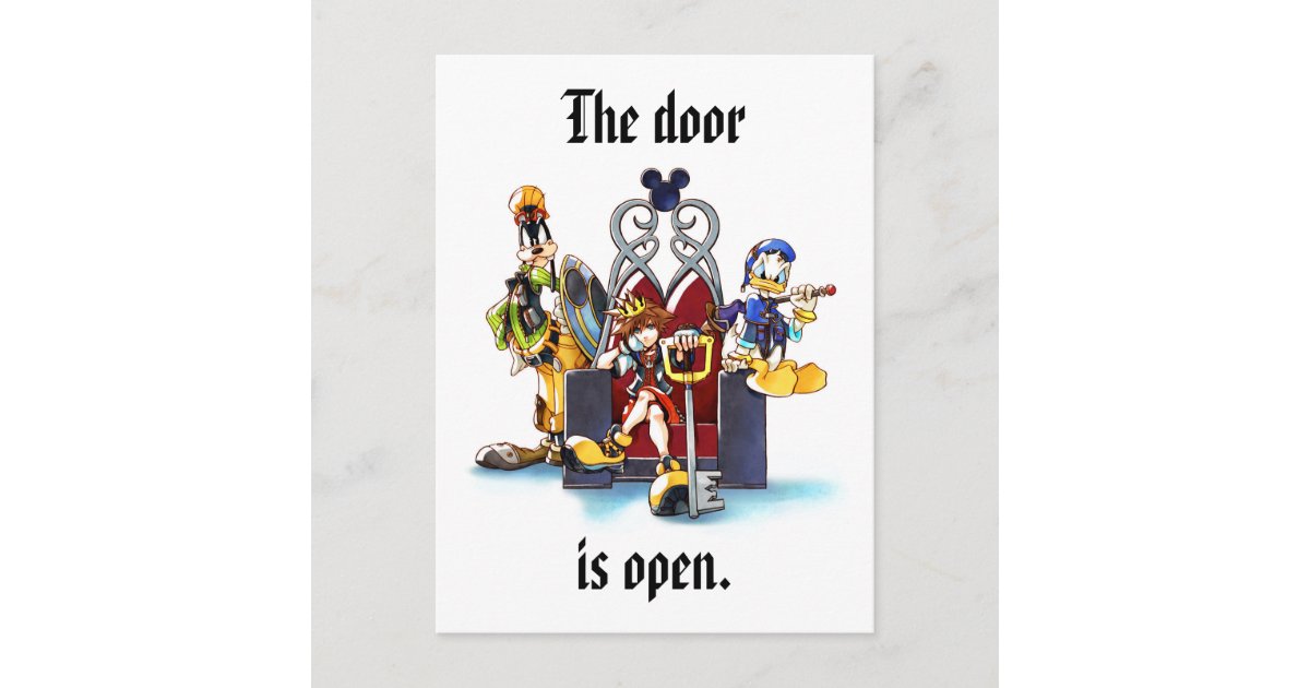 Kingdom Hearts | Sora, Donald, & Goofy On Throne Postcard | Zazzle