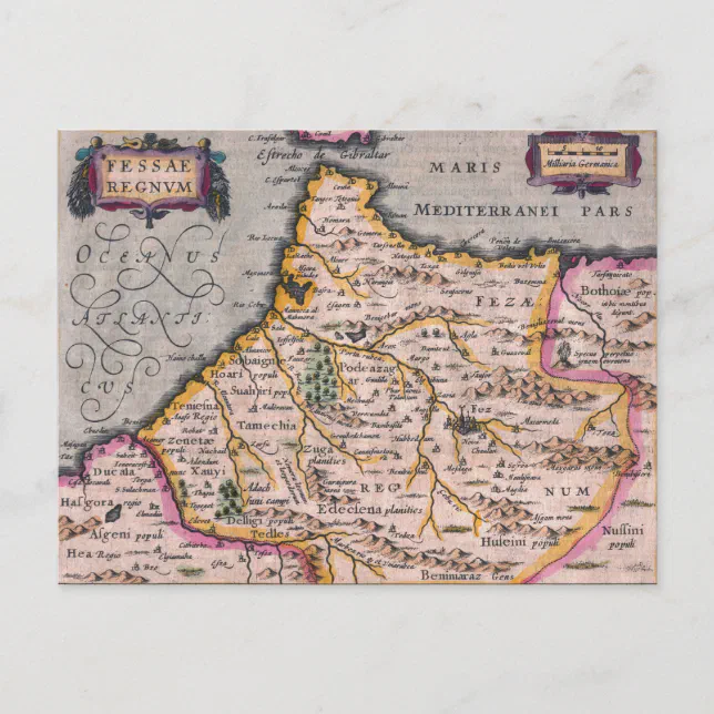Kingdom of Fez Fes Antique Map of Morocco Postcard | Zazzle