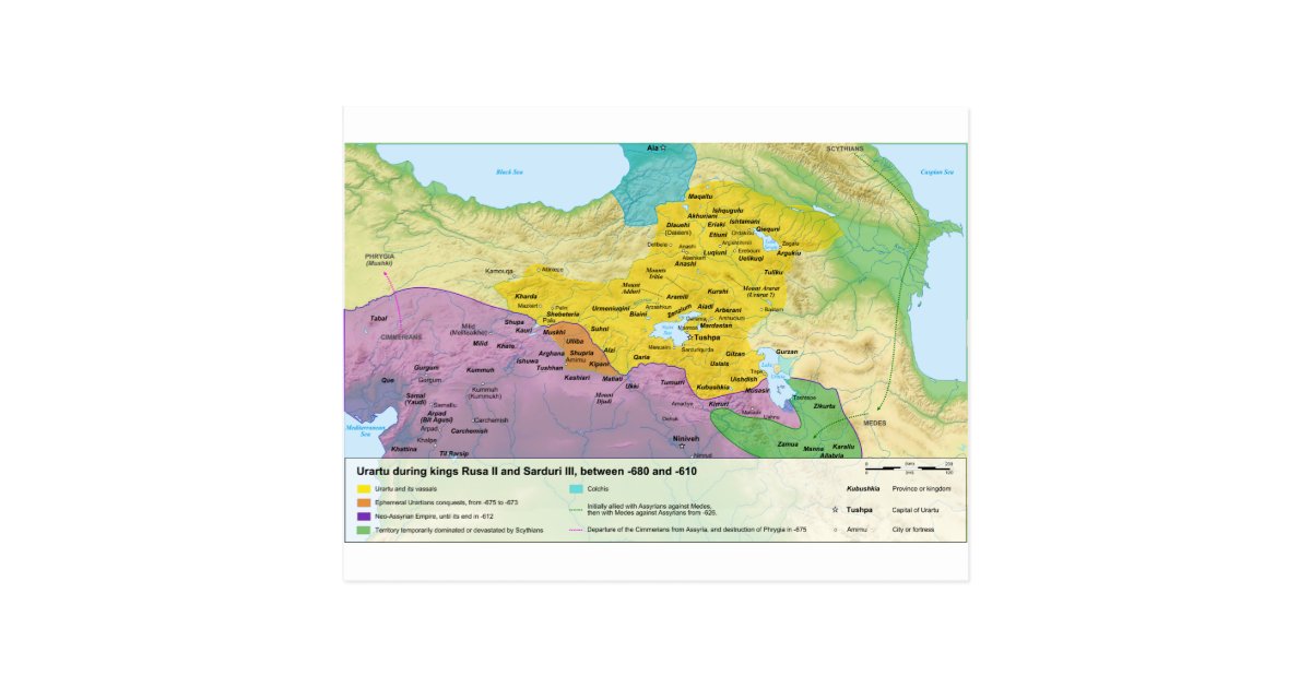 Kingdom of Urartu Map Between 680 and 610 BC Postcard | Zazzle.com