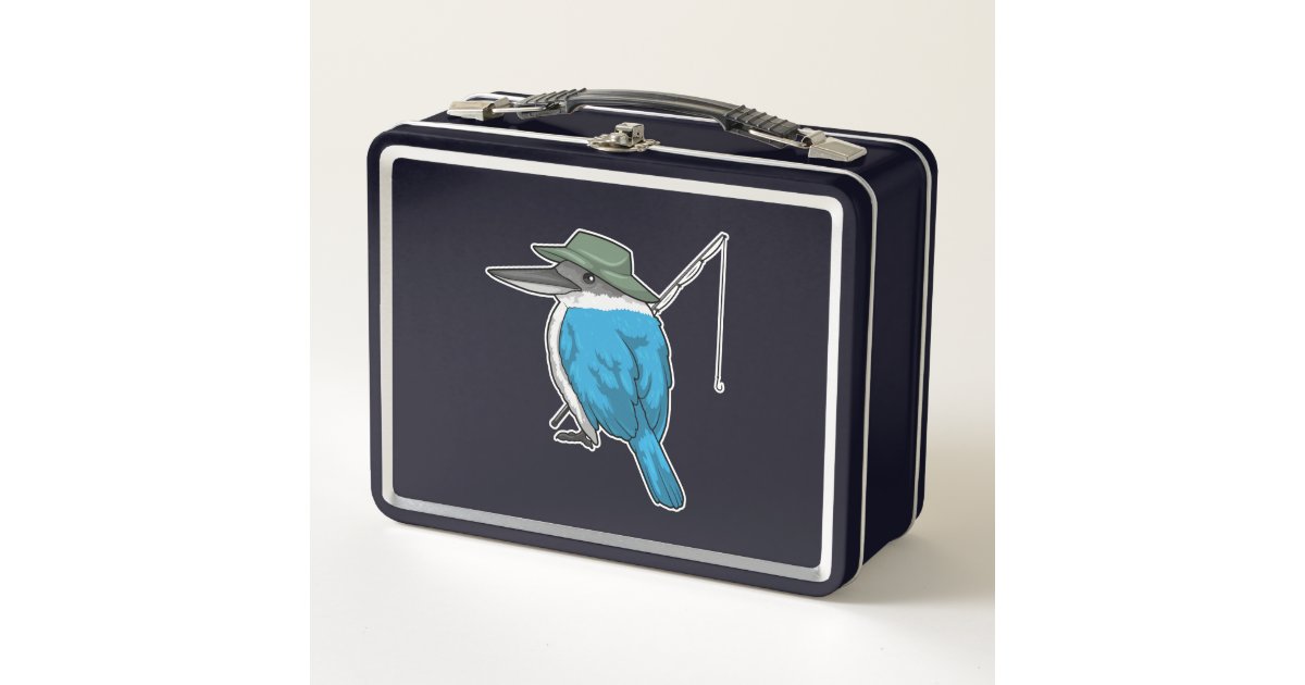 Kingfisher Fishing Fisher Fishing rod Metal Lunch Box | Zazzle