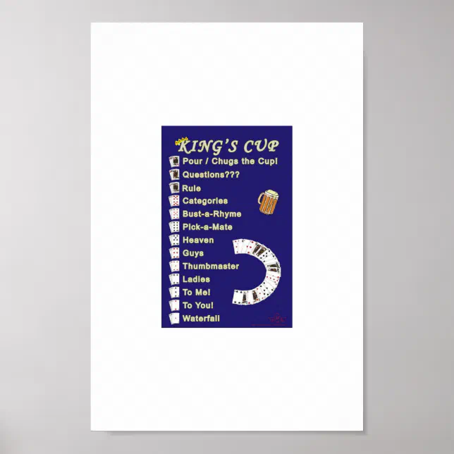 King's Cup Drinking Game Rules Poster | Zazzle