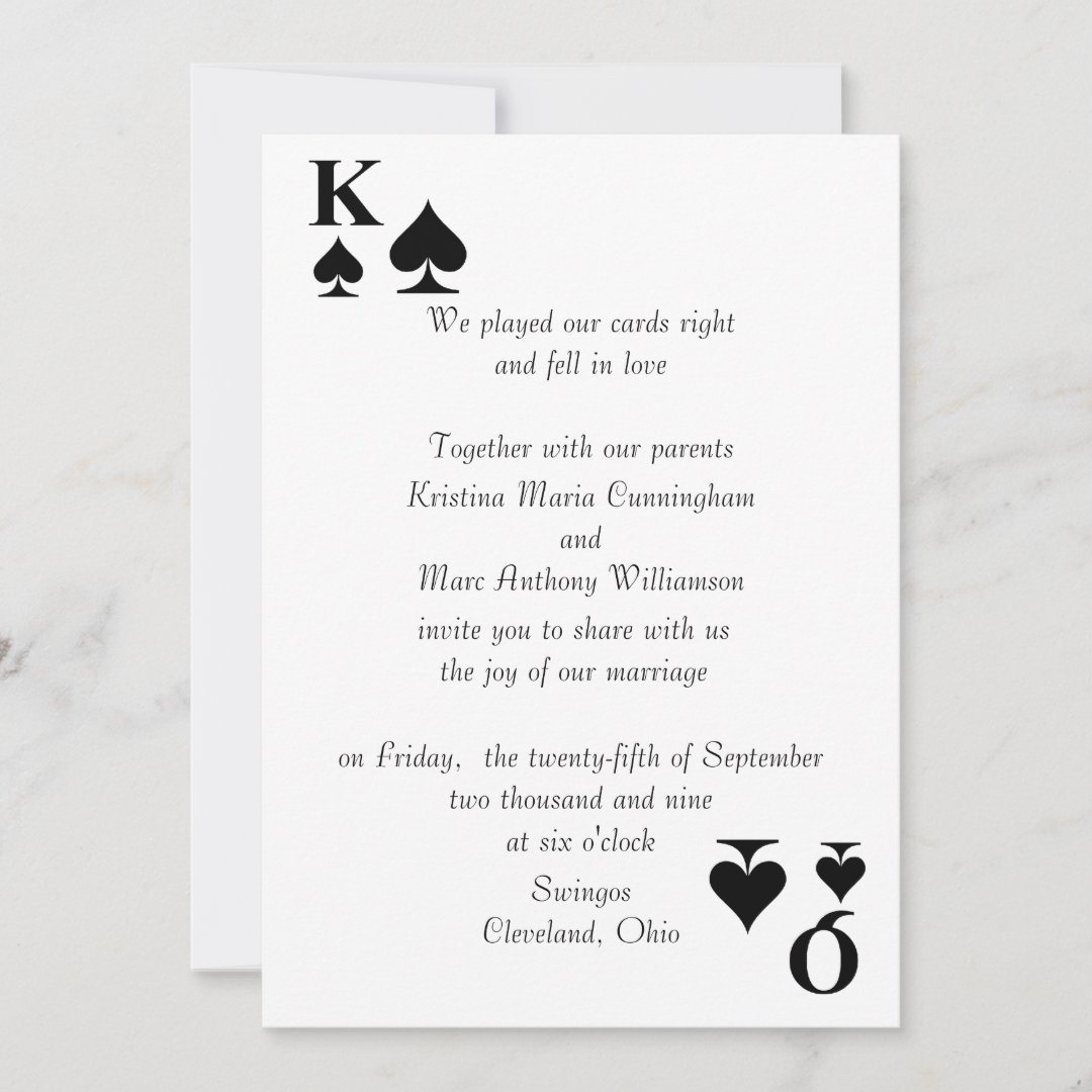 Kings & Queens Wedding Invitation (Spades) | Zazzle