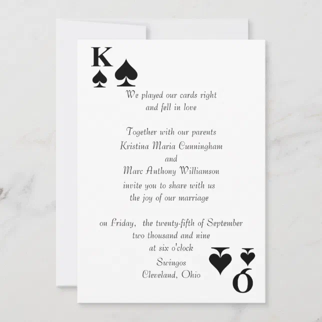 Kings & Queens Wedding Invitation (Spades) | Zazzle