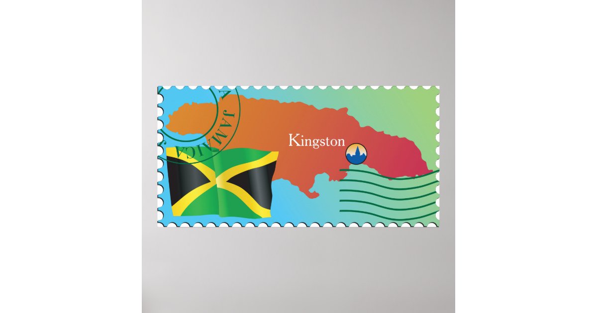 Kingston Jamaica Map And Flag Poster | Zazzle