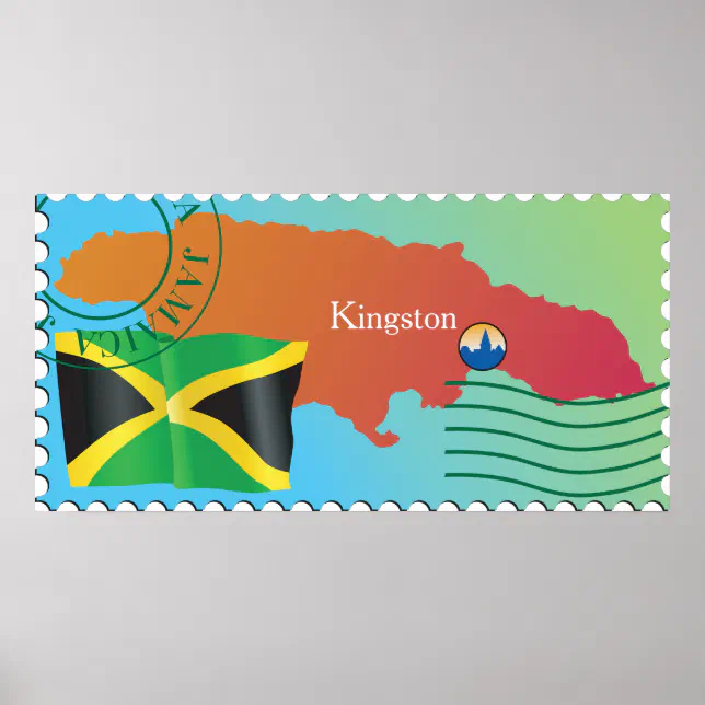 Kingston Jamaica Map And Flag Poster | Zazzle