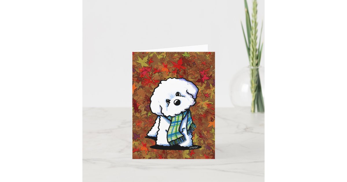 KiniArt Autumn Bichon Frise Thank You Card | Zazzle