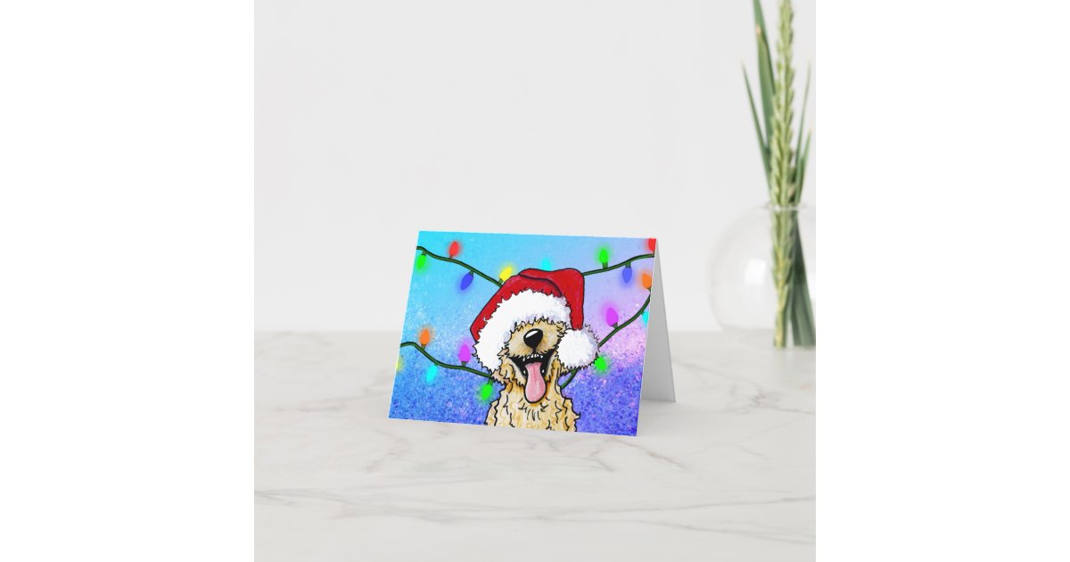 KiniArt Christmas Goldendoodle Holiday Card | Zazzle