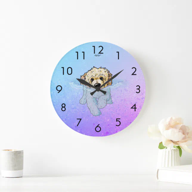 KiniArt DoodleMoji Goldendoodle Large Clock | Zazzle