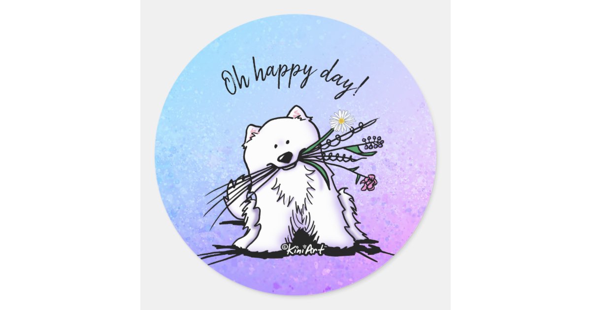 KiniArt Samoyed Classic Round Sticker | Zazzle
