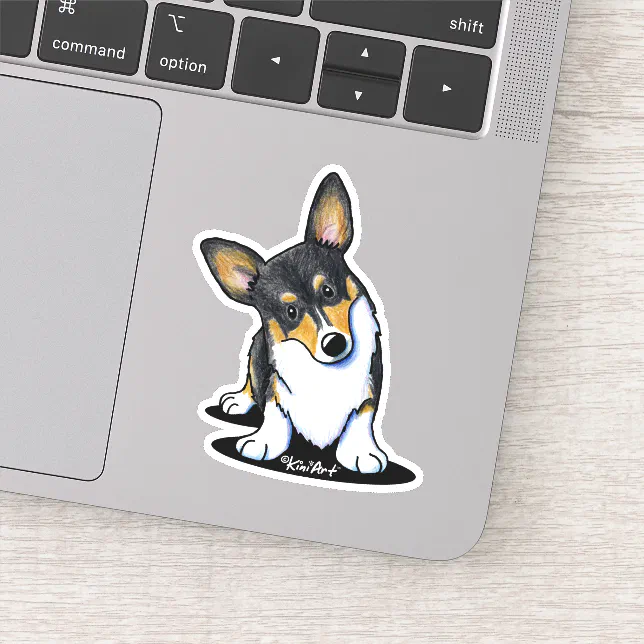 KiniArt Tricolor Corgi Sticker | Zazzle