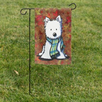 KiniArt Westie Terrier FALL Garden Flag | Zazzle