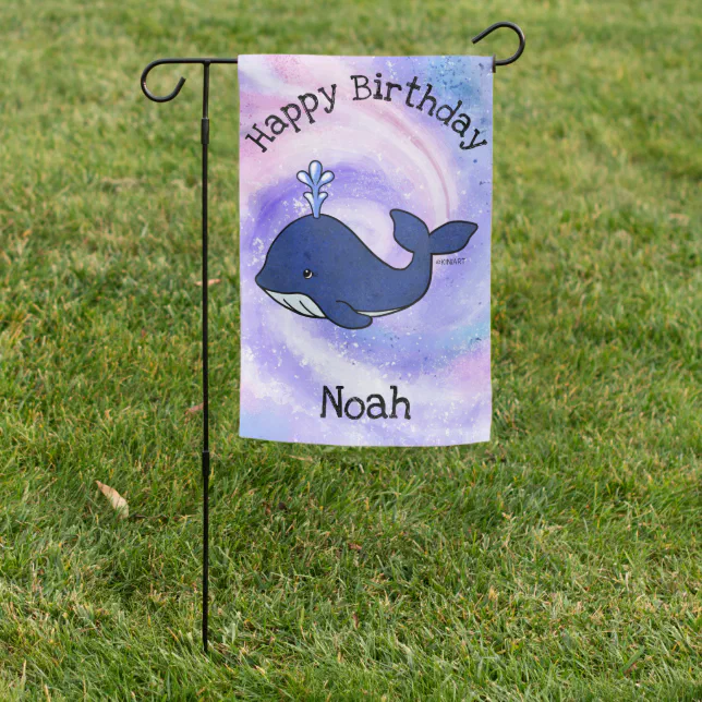KiniArt Whale Garden Flag | Zazzle