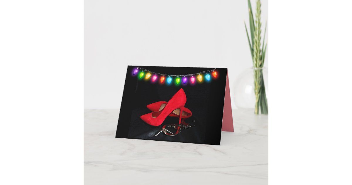 KINKY CHRISTMAS CARDS FOR HUSBAND HANDCUFFS | Zazzle