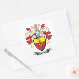 Kirk Family Crest Coat of Arms Square Sticker | Zazzle