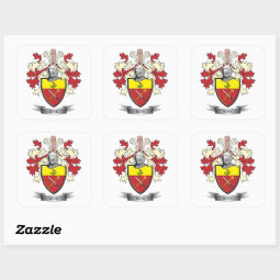 Kirk Family Crest Coat of Arms Square Sticker | Zazzle