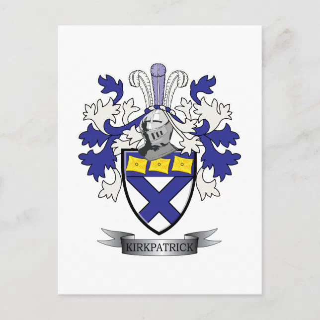 Kirkpatrick Family Crest Coat of Arms Postcard | Zazzle