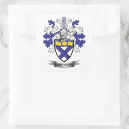 Kirkpatrick Family Crest Coat of Arms Square Sticker | Zazzle