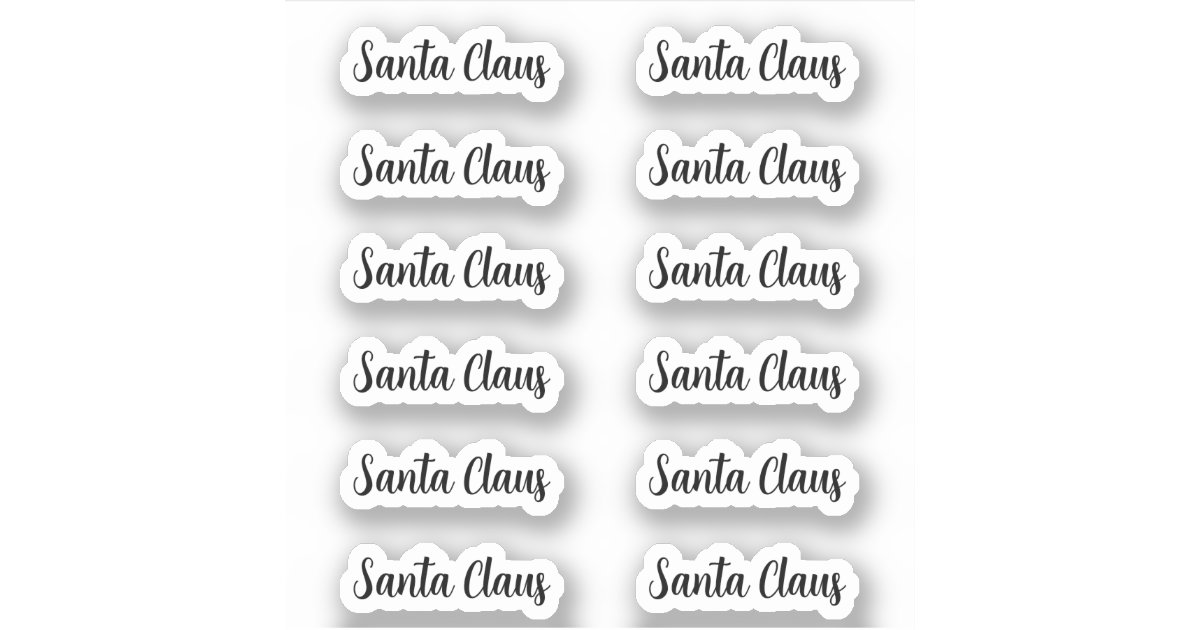 Kiss-Cut Santa Claus Signature Angela Script Sticker | Zazzle