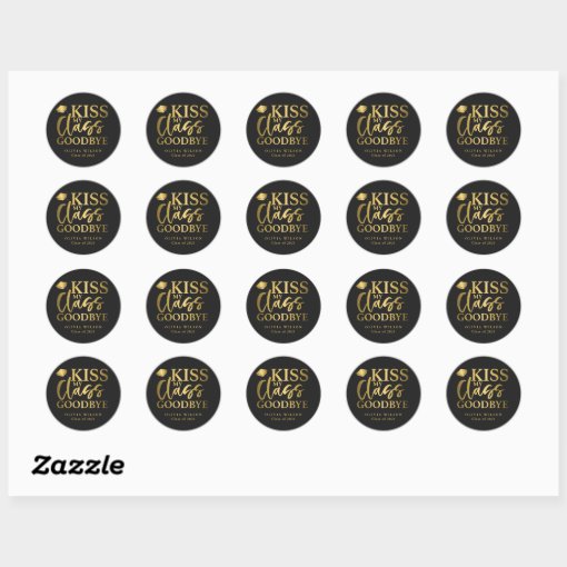Kiss My Class Goodbye Graduation Party Favor Classic Round Sticker | Zazzle