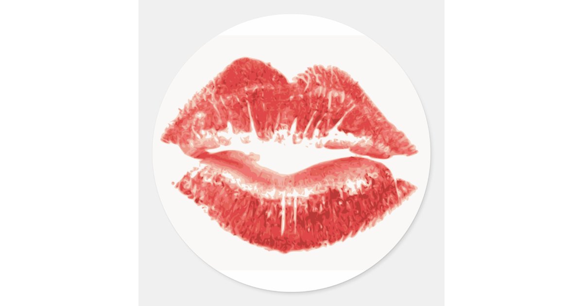 Kiss, red lips classic round sticker | Zazzle