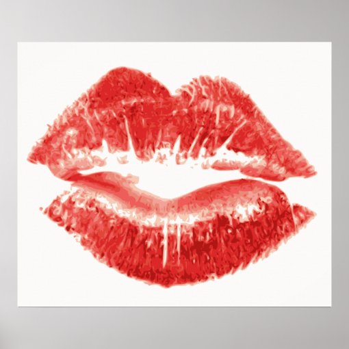 Kiss, red lips poster | Zazzle