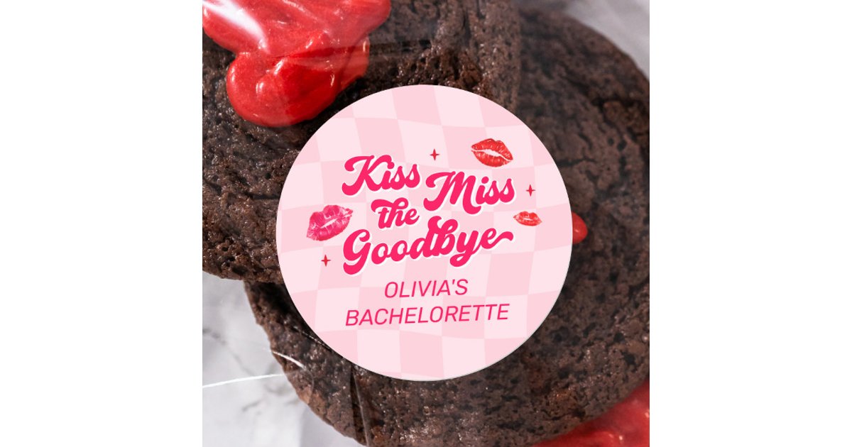 Kiss the Miss Goodbye Bachelorette Party Favor Classic Round Sticker ...