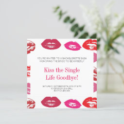 Kiss The Single Life Goodbye Bachelorette Party Invitation | Zazzle
