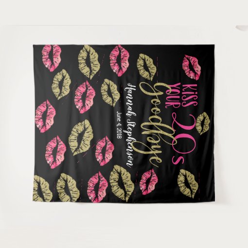 kiss your 20's goodbye photo prop virtual party tapestry | Zazzle