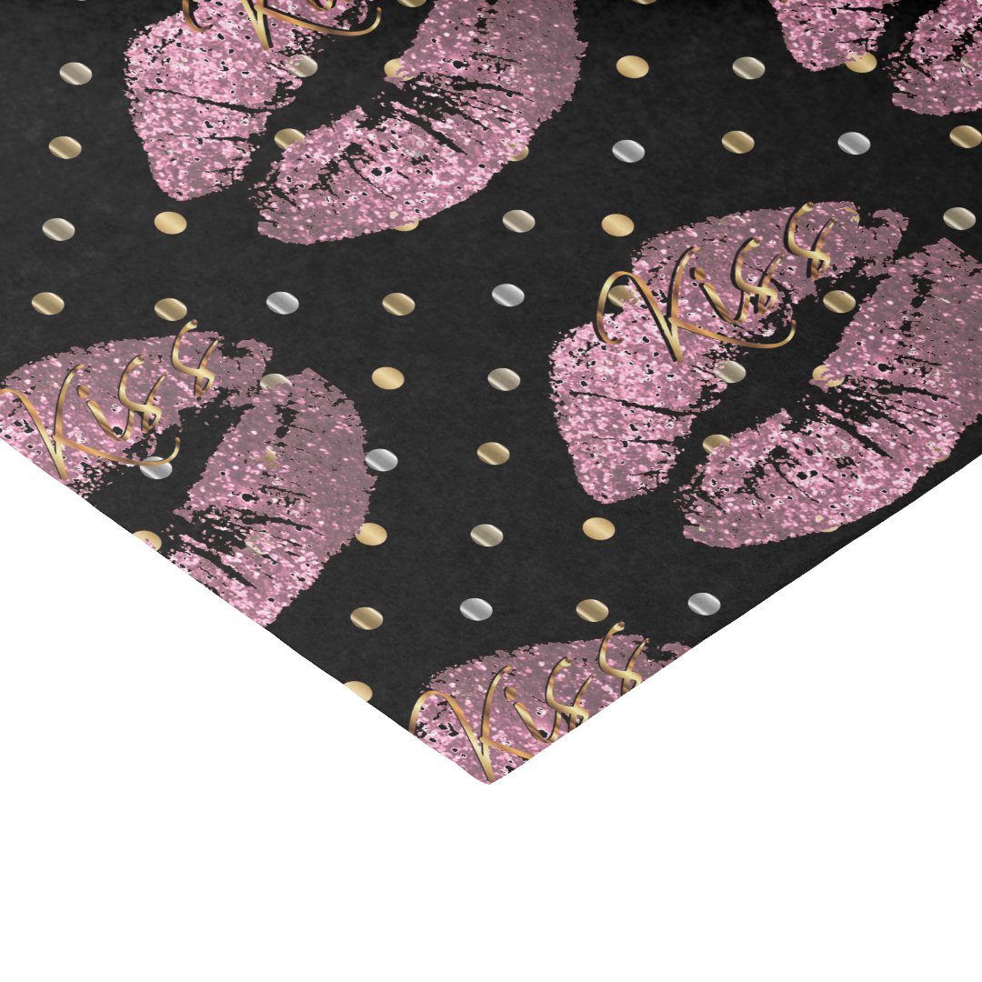 Kissable Pink Glitter Lips Tissue Paper | Zazzle