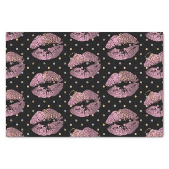 Kissable Pink Glitter Lips Tissue Paper | Zazzle