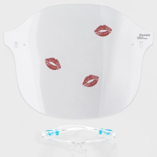Kisses Red Lipstick Marks Face Shield | Zazzle