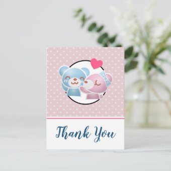 Kissing Bears Cute and Kawaii Thank You Postcard | Zazzle