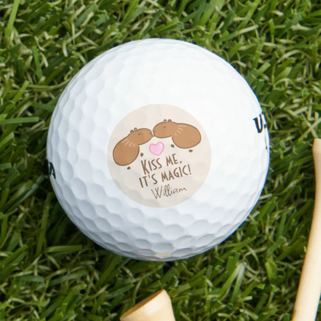 Kissing Capybaras Personalized Golf Balls | Zazzle