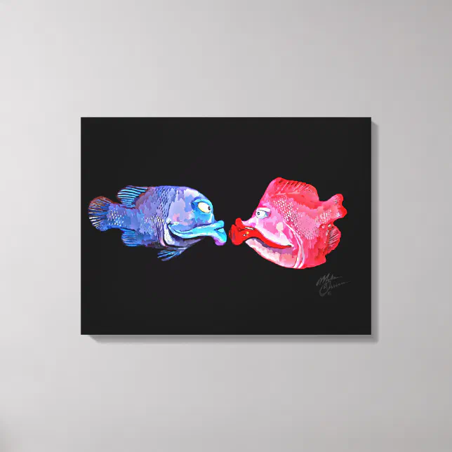 "Kissing Fish" Art by Mike Quinn Canvas Print | Zazzle
