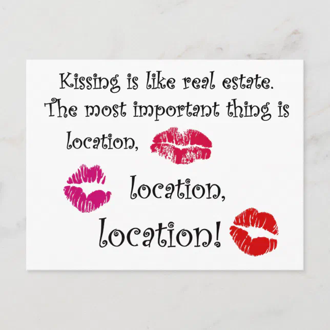 Kissing is like real estate quotation Love Quote Postcard | Zazzle