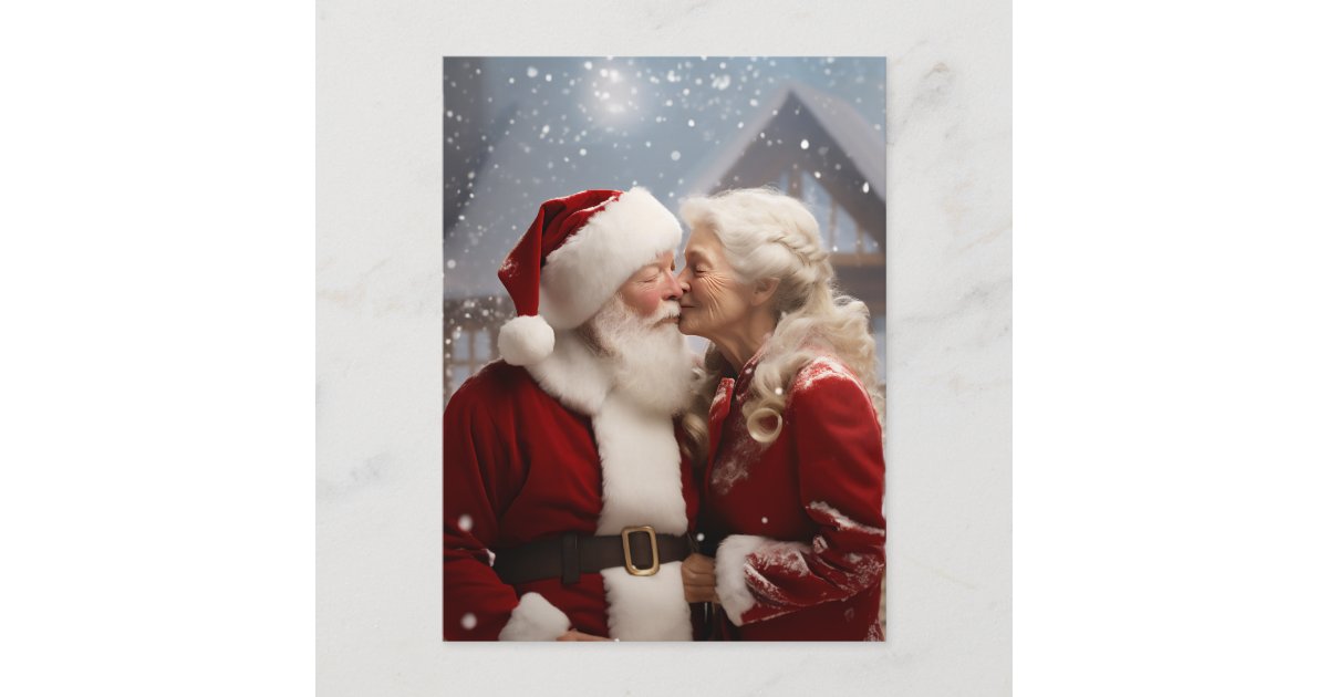 Kissing Mr and Mrs Santa Claus Postcard | Zazzle