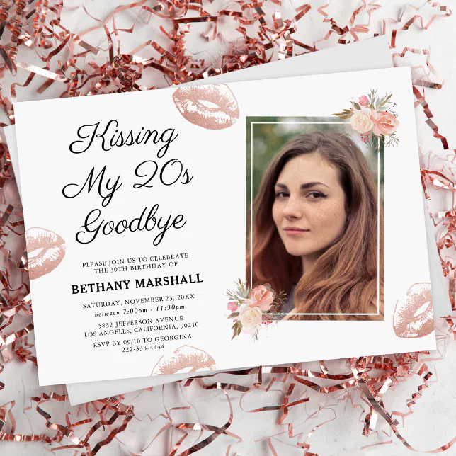 Kissing My 20s Goodbye 30th Birthday Party Invitation | Zazzle