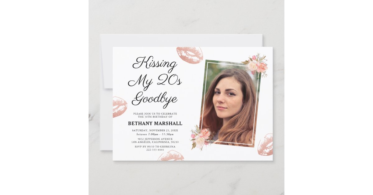 Kissing My 20s Goodbye 30th Birthday Party Invitation | Zazzle