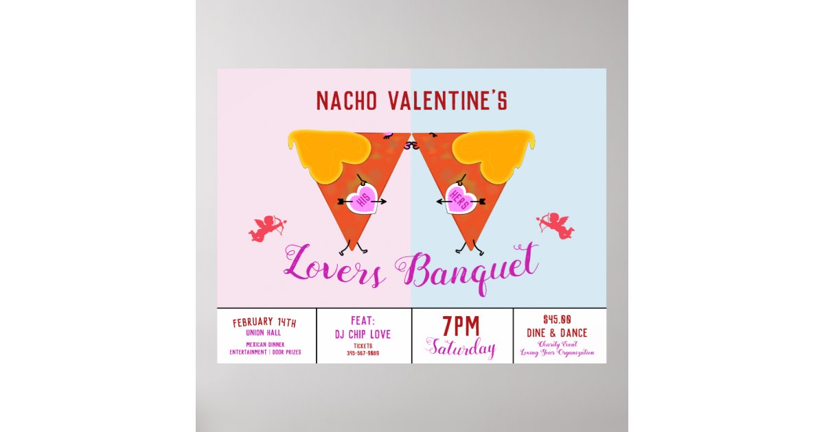 Kissing Nacho Valentine's Event Ad Poster | Zazzle
