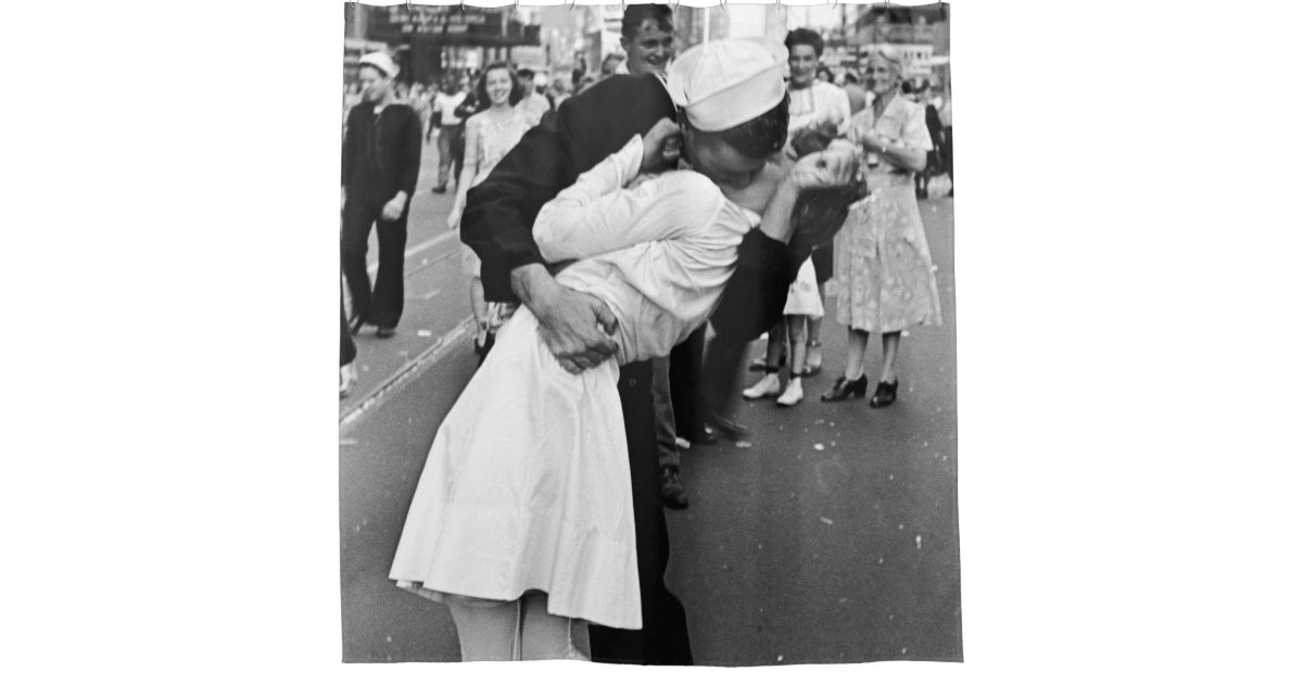 Kissing On VJ Day World War Shower Curtain | Zazzle