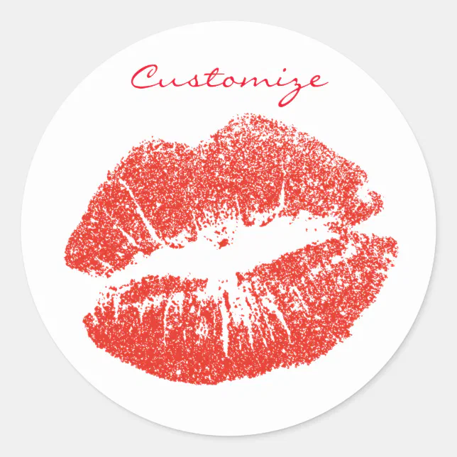 Kissing Red lips Thunder_Cove Classic Round Sticker | Zazzle
