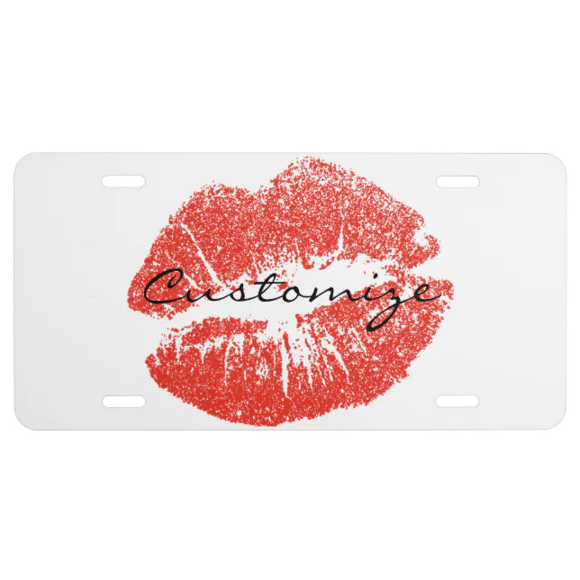 Kissing Red lips Thunder_Cove License Plate | Zazzle