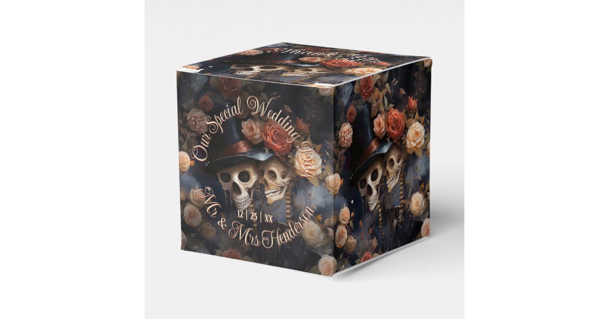 Kissing Skulls Romantic Skeleton Gothic Wedding Favor Boxes | Zazzle